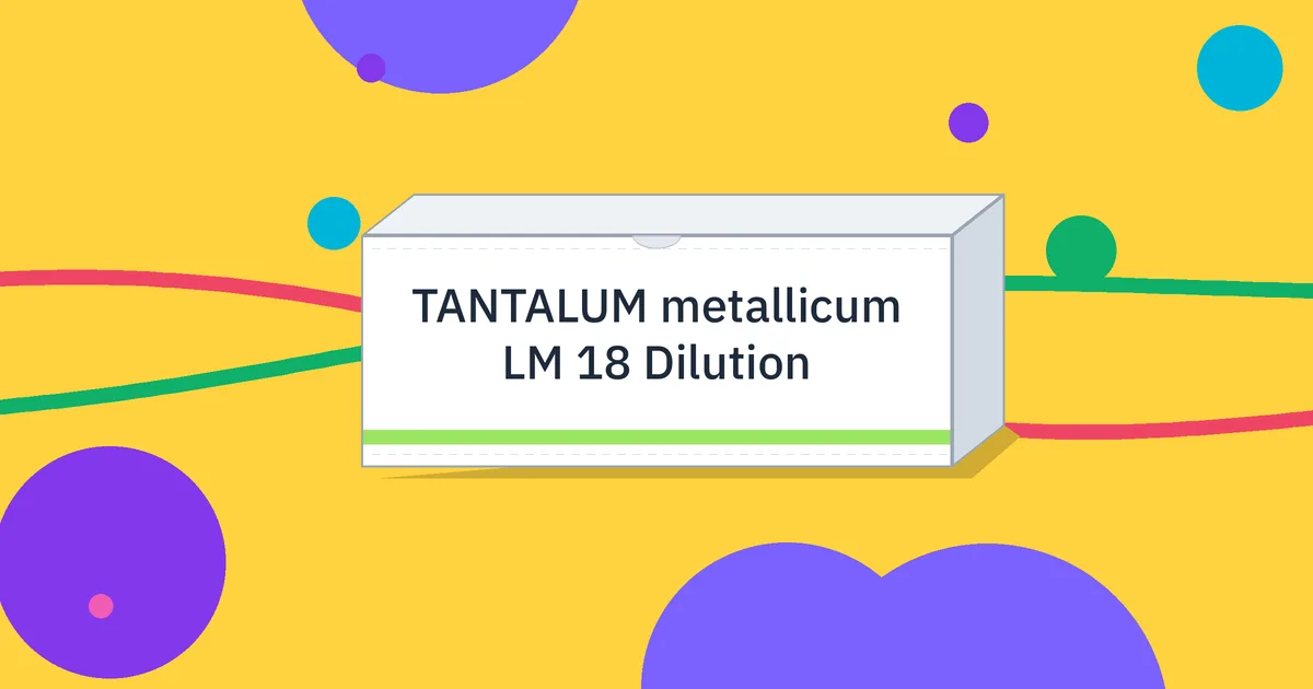Symbolbild: Packung mit der Aufschrift TANTALUM metallicum LM 18 Dilution (PZN 13213571) – Verfügbarkeit und Bezug in Apotheken in Frankfurt am Main