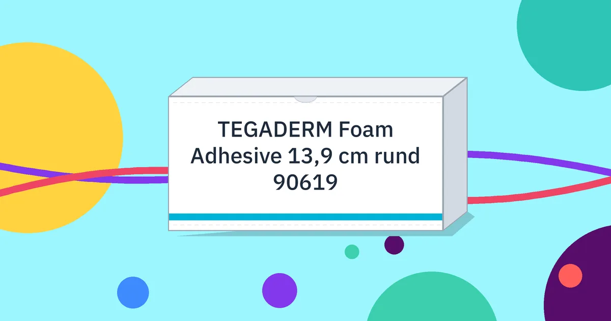 Symbolbild: Packung mit der Aufschrift TEGADERM Foam Adhesive 13,9 cm rund 90619 (PZN 11114959) – Verfügbarkeit und Bezug in Apotheken in Frankfurt am Main