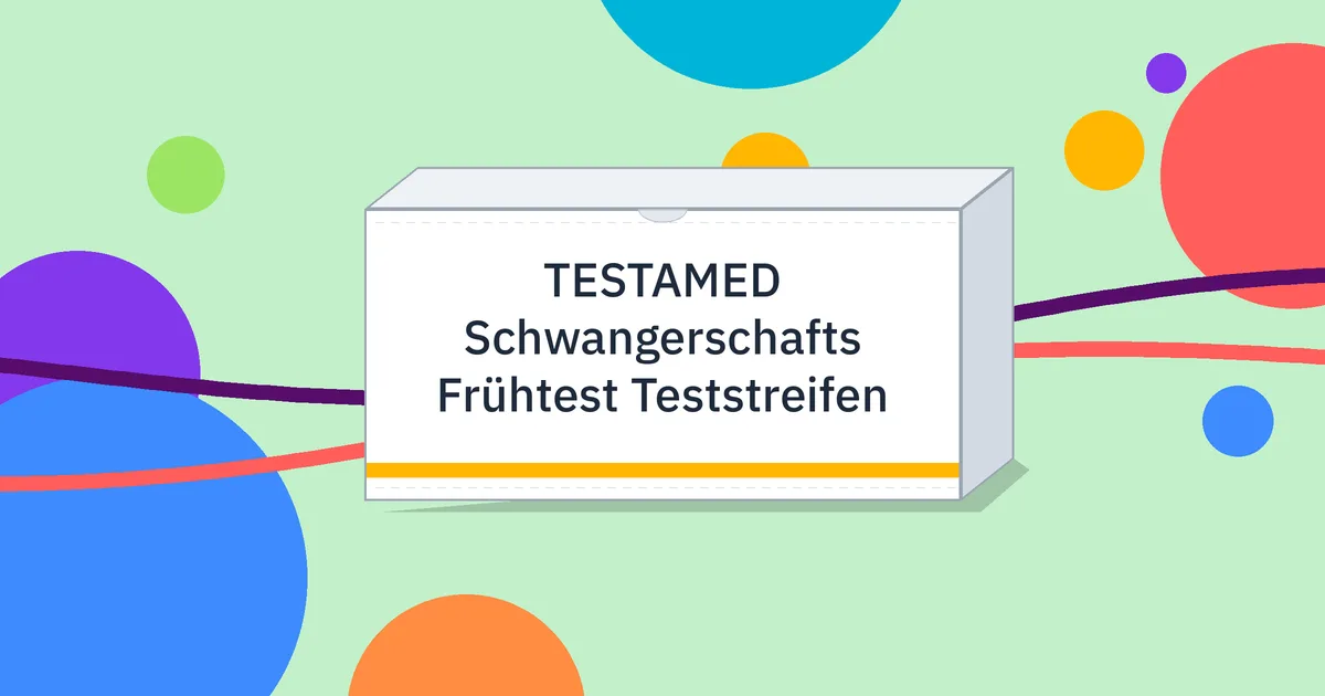 Symbolbild: Packung mit der Aufschrift TESTAMED Schwangerschafts Frühtest Teststreifen (PZN 16142452) – Verfügbarkeit und Bezug in Apotheken in Frankfurt am Main