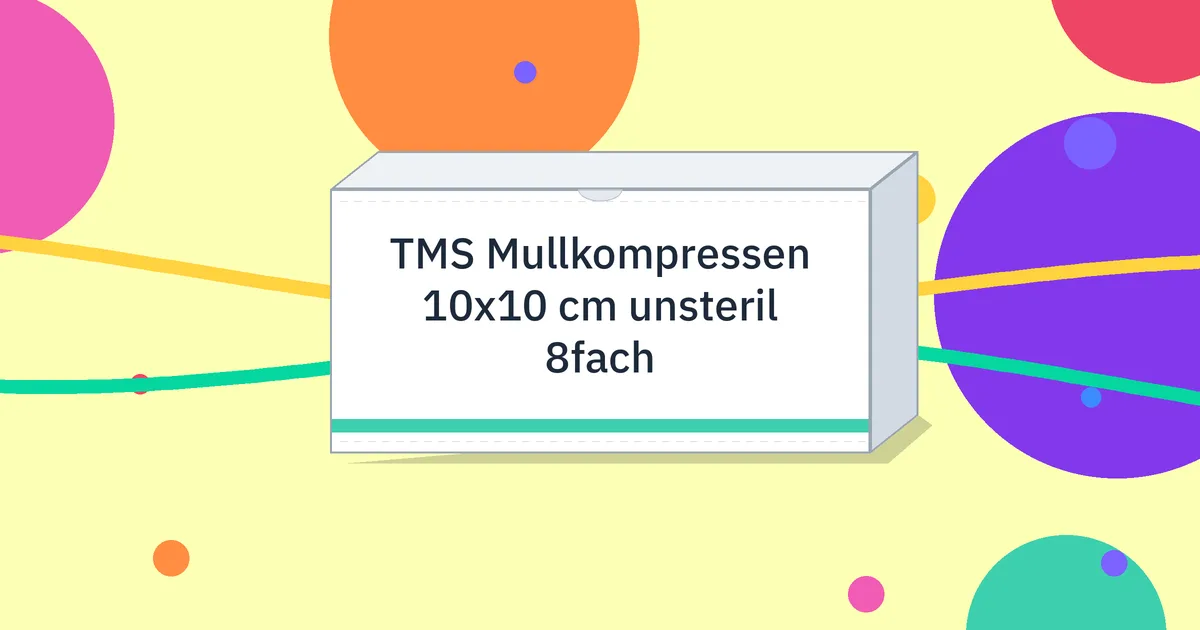 Symbolbild: Packung mit der Aufschrift TMS Mullkompressen 10x10 cm unsteril 8fach (PZN 18317217) – Verfügbarkeit und Bezug in Apotheken in Frankfurt am Main