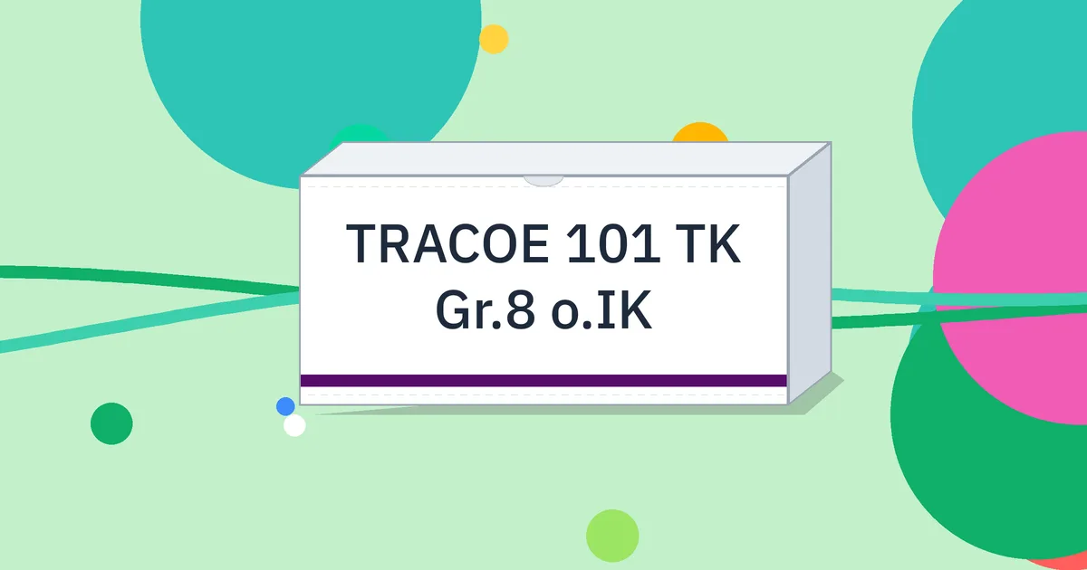 Symbolbild: Packung mit der Aufschrift TRACOE 101 TK Gr.8 o.IK (PZN 02722890) – Verfügbarkeit und Bezug in Apotheken in Frankfurt am Main