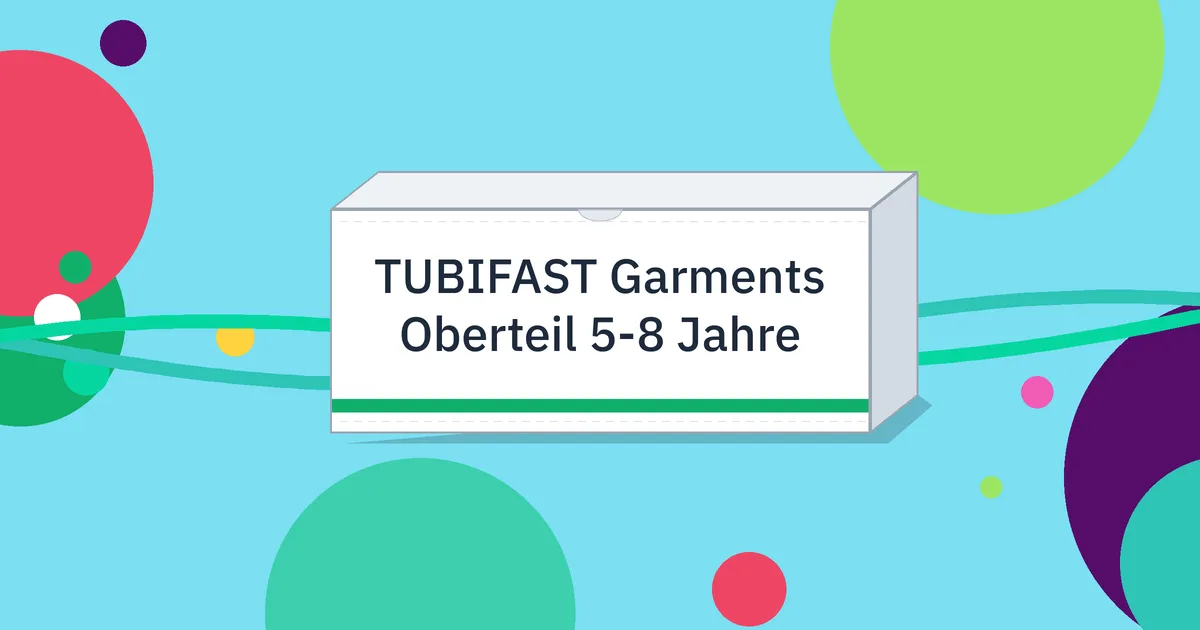 Symbolbild: Packung mit der Aufschrift TUBIFAST Garments Oberteil 5-8 Jahre (PZN 10058041) – Verfügbarkeit und Bezug in Apotheken in Frankfurt am Main