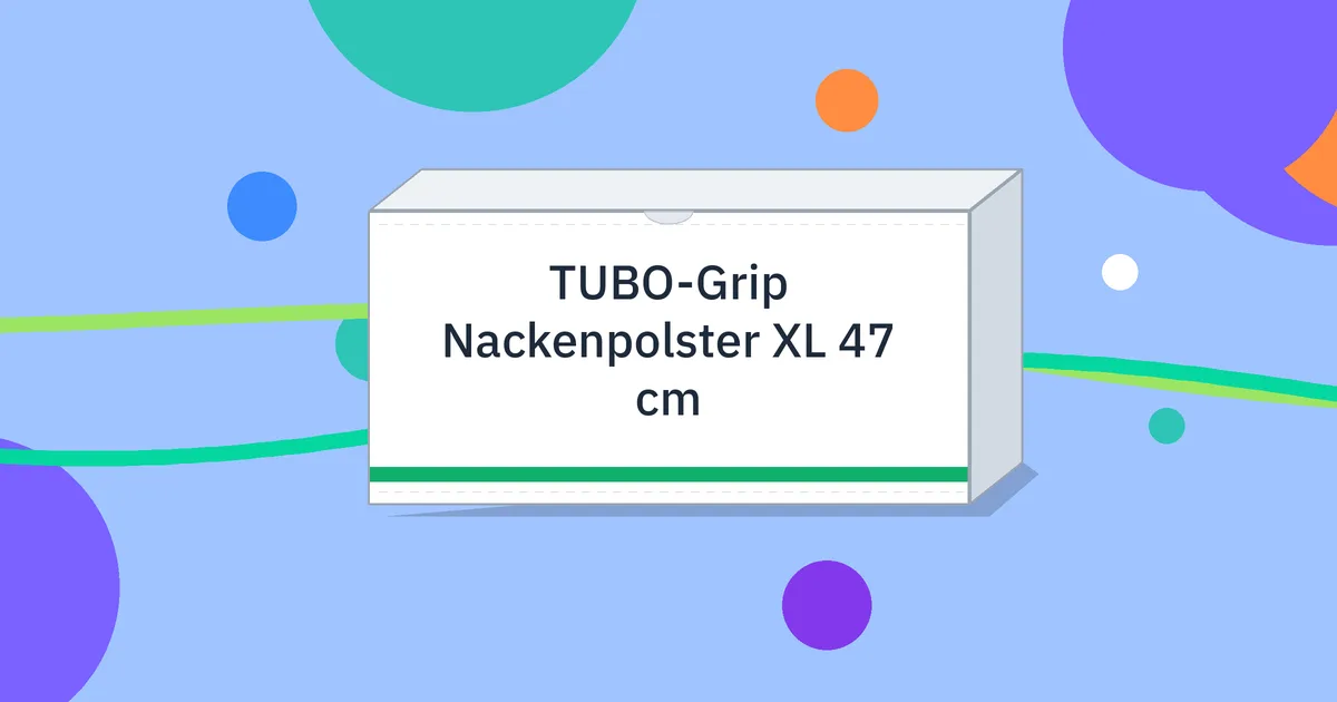 Symbolbild: Packung mit der Aufschrift TUBO-Grip Nackenpolster XL 47 cm (PZN 18796258) – Verfügbarkeit und Bezug in Apotheken in Frankfurt am Main