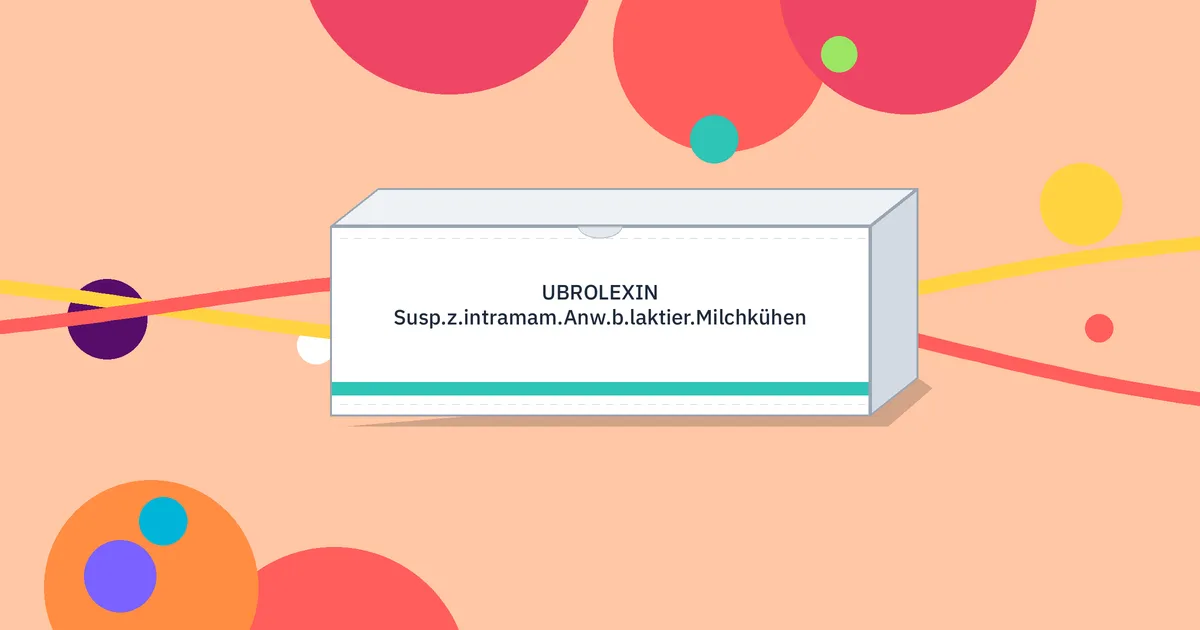 Symbolbild: Packung mit der Aufschrift UBROLEXIN Susp.z.intramam.Anw.b.laktier.Milchkühen (PZN 16822046) – Verfügbarkeit und Bezug in Apotheken in Frankfurt am Main
