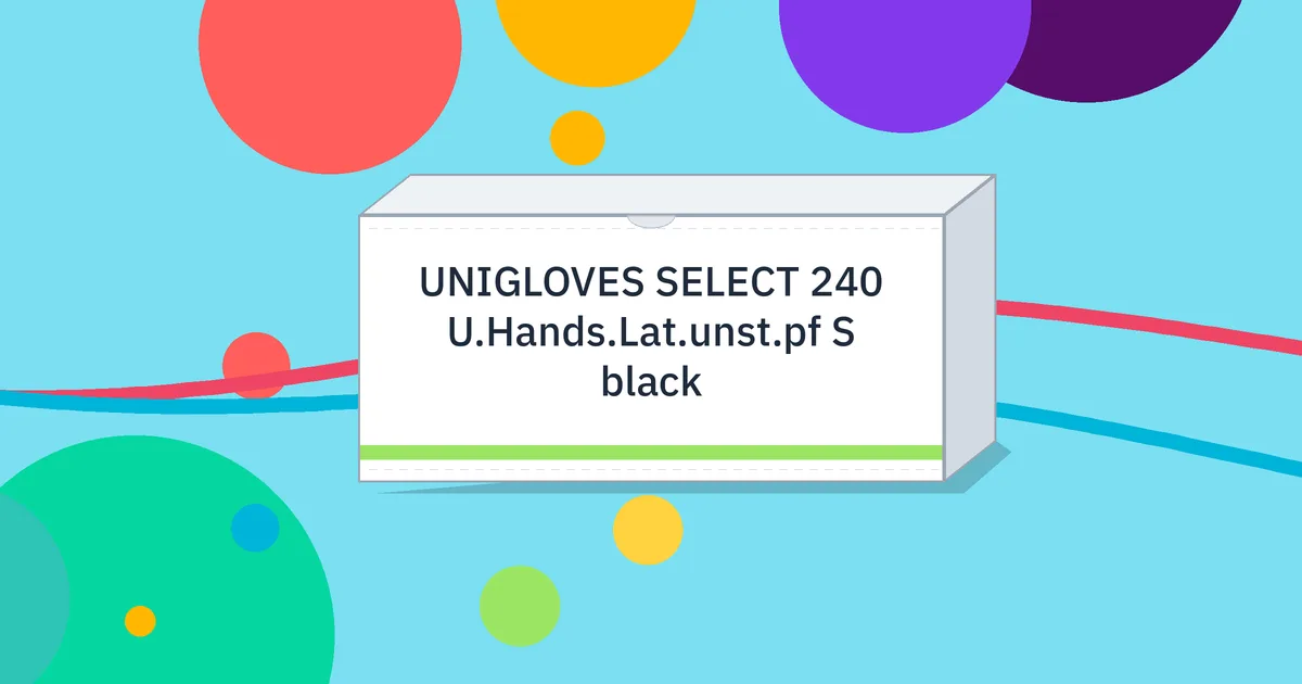 Symbolbild: Packung mit der Aufschrift UNIGLOVES SELECT 240 U.Hands.Lat.unst.pf S black (PZN 18101291) – Verfügbarkeit und Bezug in Apotheken in Frankfurt am Main