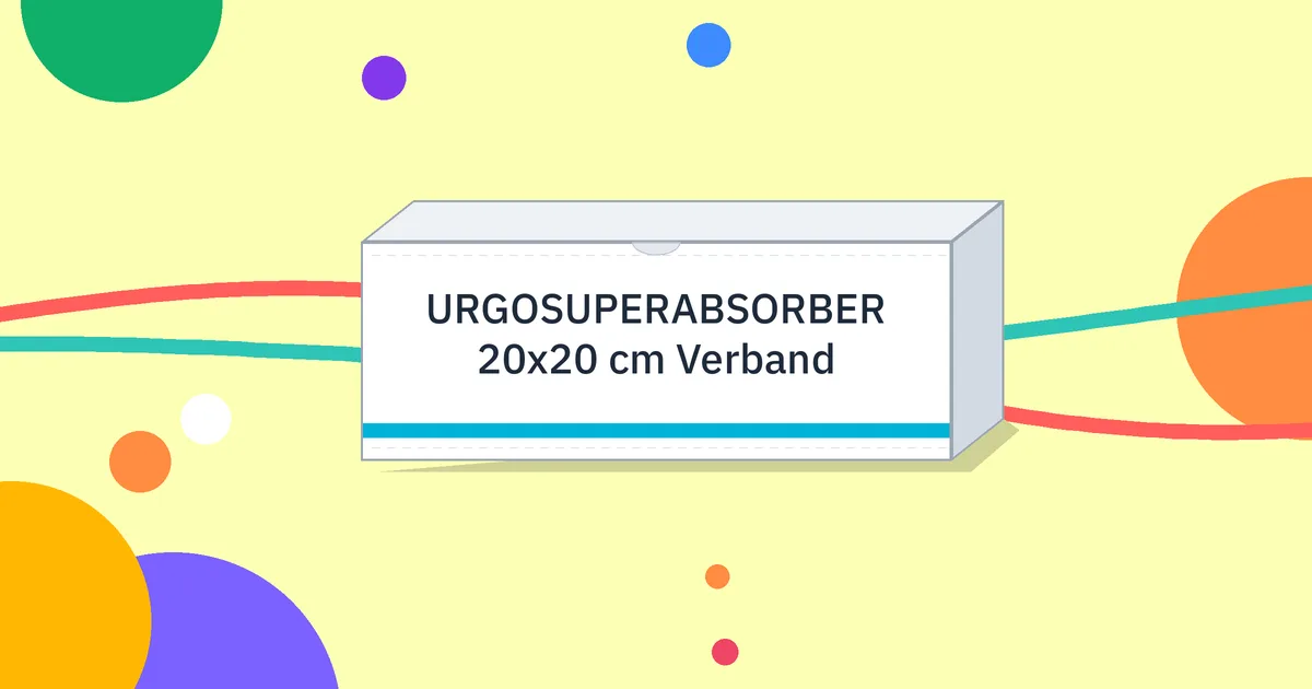 Symbolbild: Packung mit der Aufschrift URGOSUPERABSORBER 20x20 cm Verband (PZN 07110826) – Verfügbarkeit und Bezug in Apotheken in Frankfurt am Main