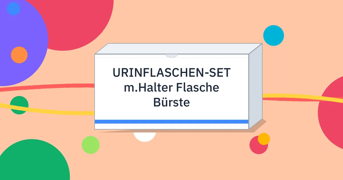 Symbolbild: Packung mit der Aufschrift URINFLASCHEN-SET m.Halter Flasche Bürste (PZN 08453250) – Verfügbarkeit und Bezug in Apotheken in Frankfurt am Main