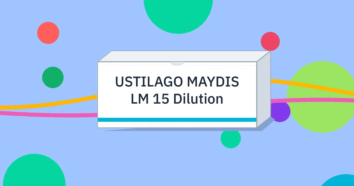 Symbolbild: Packung mit der Aufschrift USTILAGO MAYDIS LM 15 Dilution (PZN 13258102) – Verfügbarkeit und Bezug in Apotheken in Frankfurt am Main