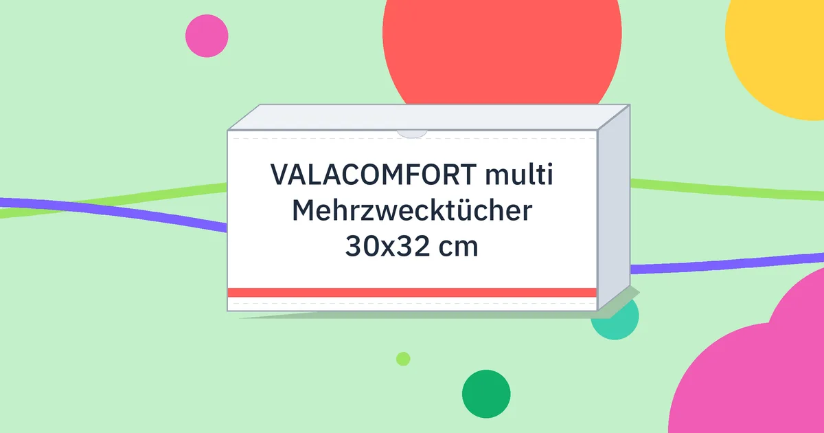 Symbolbild: Packung mit der Aufschrift VALACOMFORT multi Mehrzwecktücher 30x32 cm (PZN 18495723) – Verfügbarkeit und Bezug in Apotheken in Frankfurt am Main