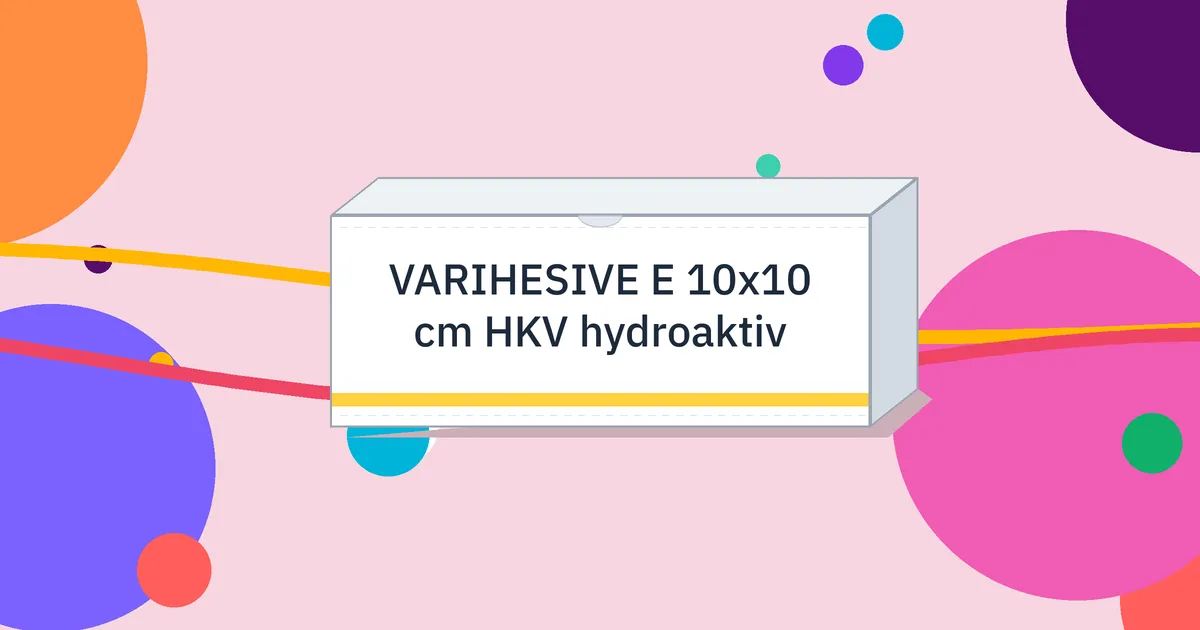 Symbolbild: Packung mit der Aufschrift VARIHESIVE E 10x10 cm HKV hydroaktiv (PZN 17928551) – Verfügbarkeit und Bezug in Apotheken in Frankfurt am Main