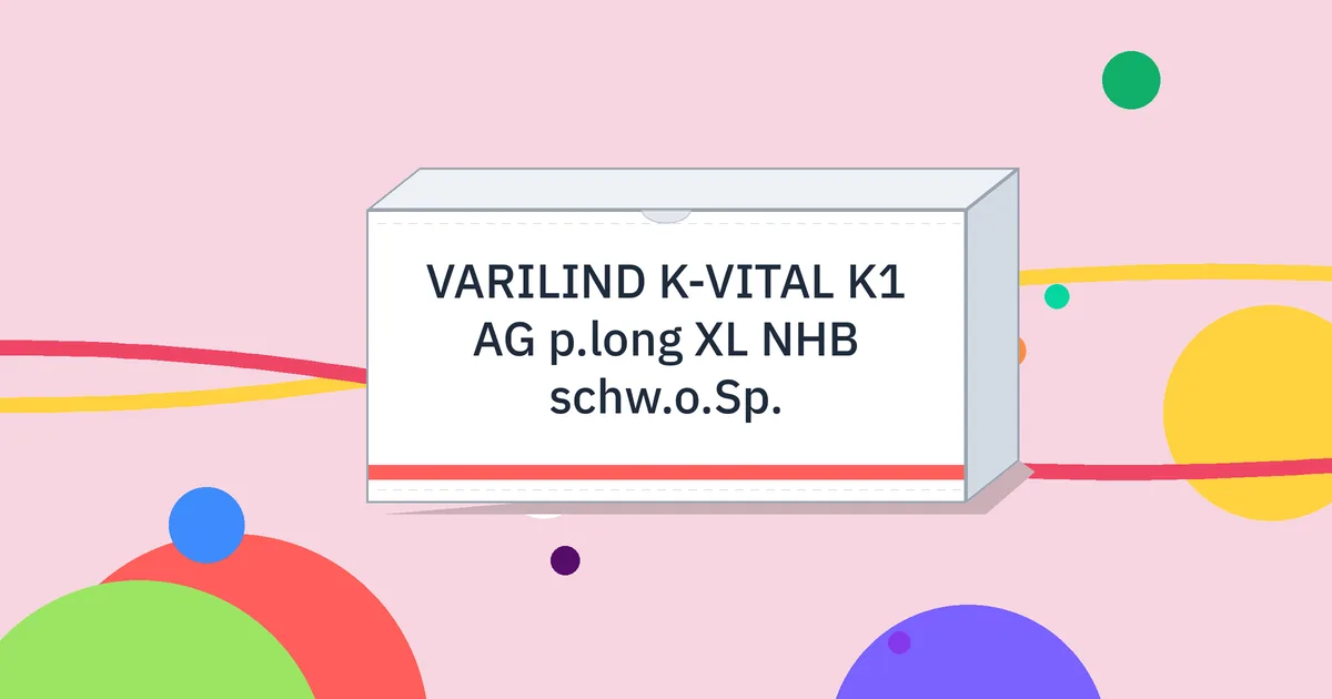 Symbolbild: Packung mit der Aufschrift VARILIND K-VITAL K1 AG p.long XL NHB schw.o.Sp. (PZN 20563797) – Verfügbarkeit und Bezug in Apotheken in Frankfurt am Main