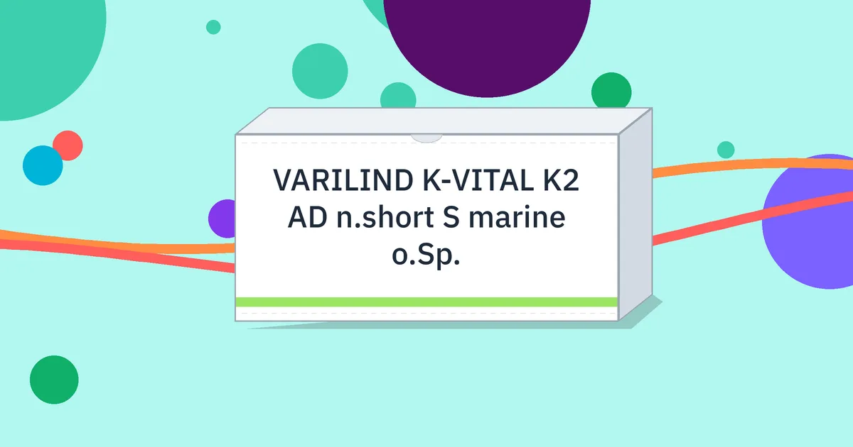 Symbolbild: Packung mit der Aufschrift VARILIND K-VITAL K2 AD n.short S marine o.Sp. (PZN 20567915) – Verfügbarkeit und Bezug in Apotheken in Frankfurt am Main