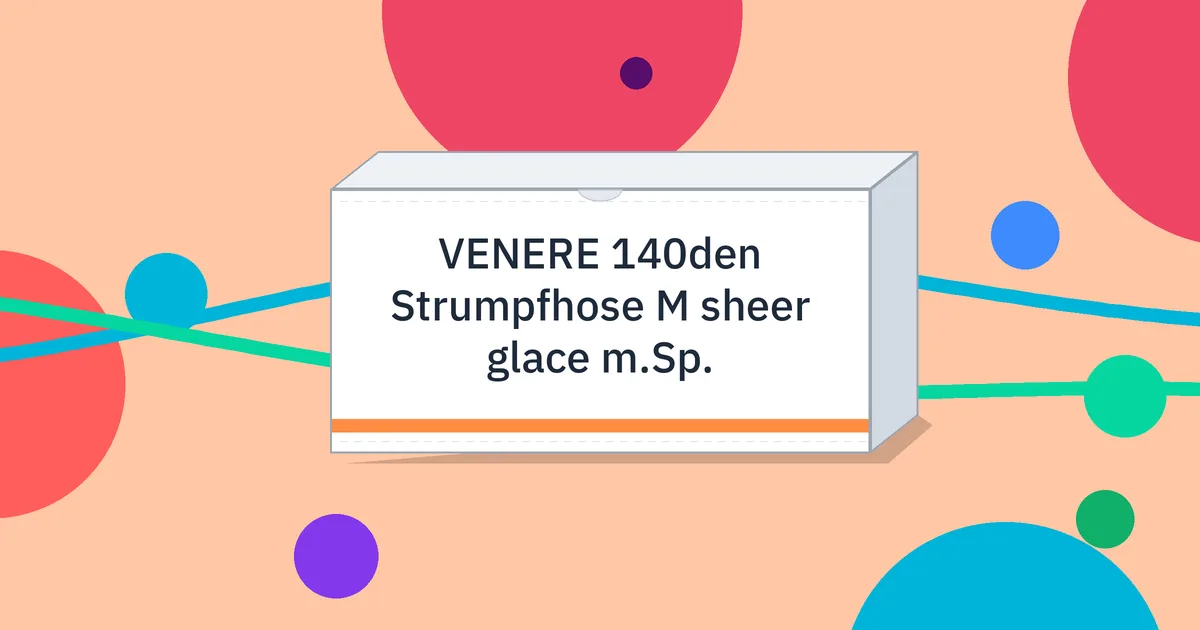 Symbolbild: Packung mit der Aufschrift VENERE 140den Strumpfhose M sheer glace m.Sp. (PZN 16171703) – Verfügbarkeit und Bezug in Apotheken in Frankfurt am Main