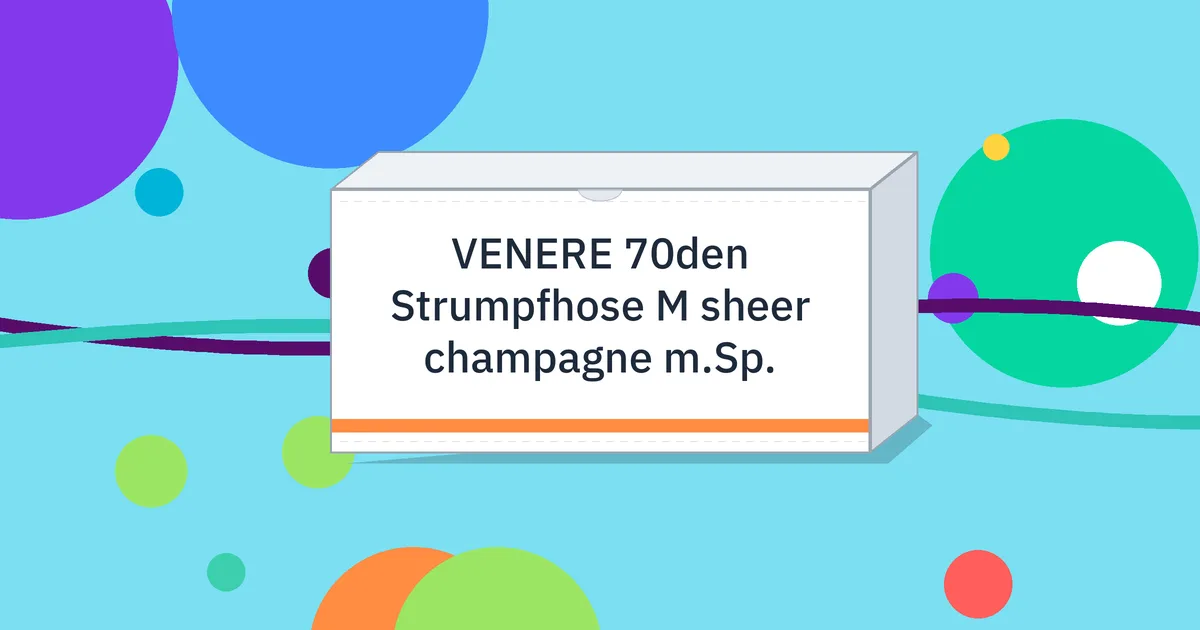Symbolbild: Packung mit der Aufschrift VENERE 70den Strumpfhose M sheer champagne m.Sp. (PZN 16173180) – Verfügbarkeit und Bezug in Apotheken in Frankfurt am Main