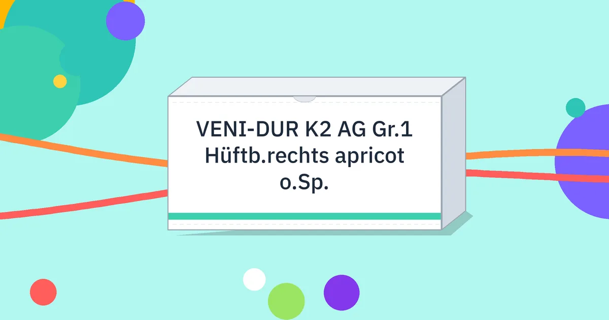 Symbolbild: Packung mit der Aufschrift VENI-DUR K2 AG Gr.1 Hüftb.rechts apricot o.Sp. (PZN 03251493) – Verfügbarkeit und Bezug in Apotheken in Frankfurt am Main