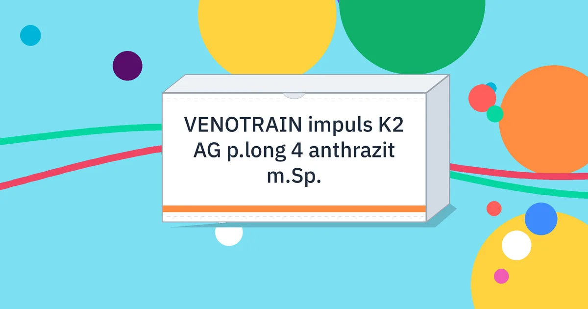 Symbolbild: Packung mit der Aufschrift VENOTRAIN impuls K2 AG p.long 4 anthrazit m.Sp. (PZN 15212506) – Verfügbarkeit und Bezug in Apotheken in Frankfurt am Main