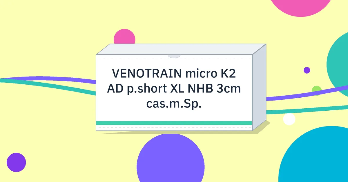 Symbolbild: Packung mit der Aufschrift VENOTRAIN micro K2 AD p.short XL NHB 3cm cas.m.Sp. (PZN 20762870) – Verfügbarkeit und Bezug in Apotheken in Frankfurt am Main
