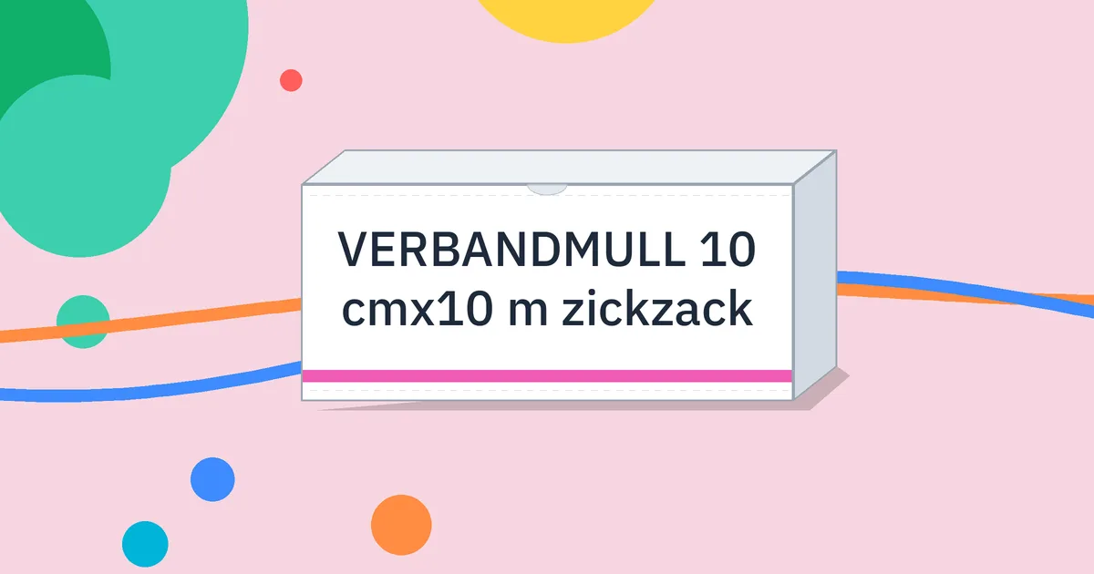 Symbolbild: Packung mit der Aufschrift VERBANDMULL 10 cmx10 m zickzack (PZN 03160394) – Verfügbarkeit und Bezug in Apotheken in Frankfurt am Main