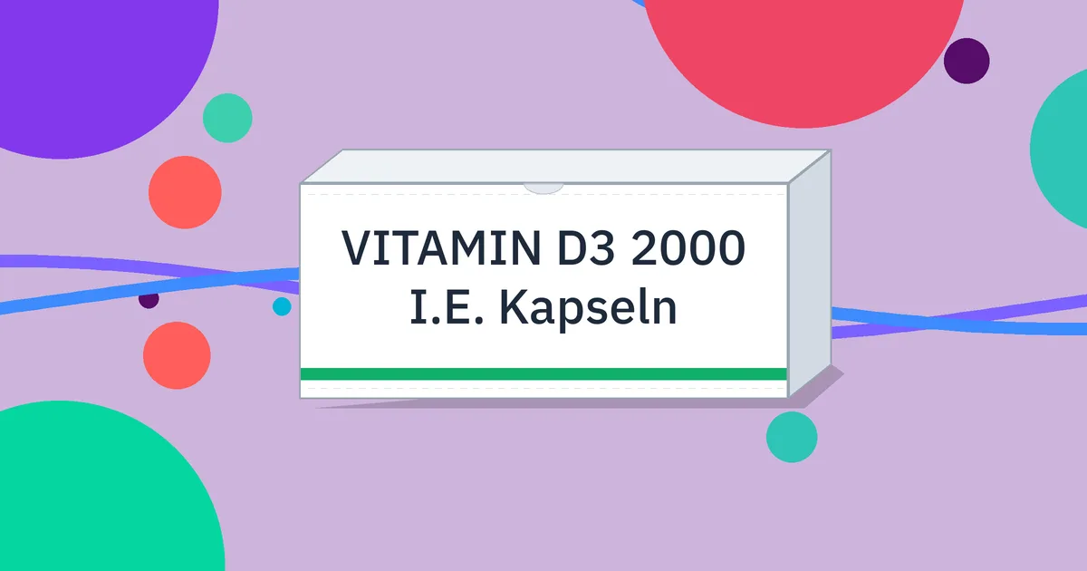 Symbolbild: Packung mit der Aufschrift VITAMIN D3 2000 I.E. Kapseln (PZN 19847584) – Verfügbarkeit und Bezug in Apotheken in Frankfurt am Main