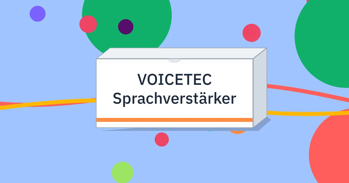 Symbolbild: Packung mit der Aufschrift VOICETEC Sprachverstärker (PZN 01123874) – Verfügbarkeit und Bezug in Apotheken in Frankfurt am Main