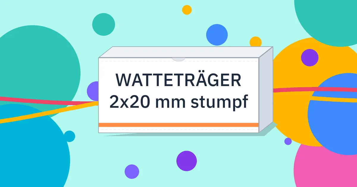 Symbolbild: Packung mit der Aufschrift WATTETRÄGER 2x20 mm stumpf (PZN 02446415) – Verfügbarkeit und Bezug in Apotheken in Frankfurt am Main