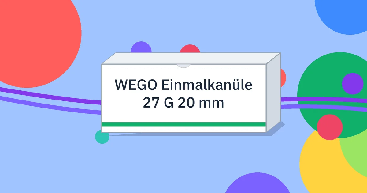 Symbolbild: Packung mit der Aufschrift WEGO Einmalkanüle 27 G 20 mm (PZN 20058585) – Verfügbarkeit und Bezug in Apotheken in Frankfurt am Main