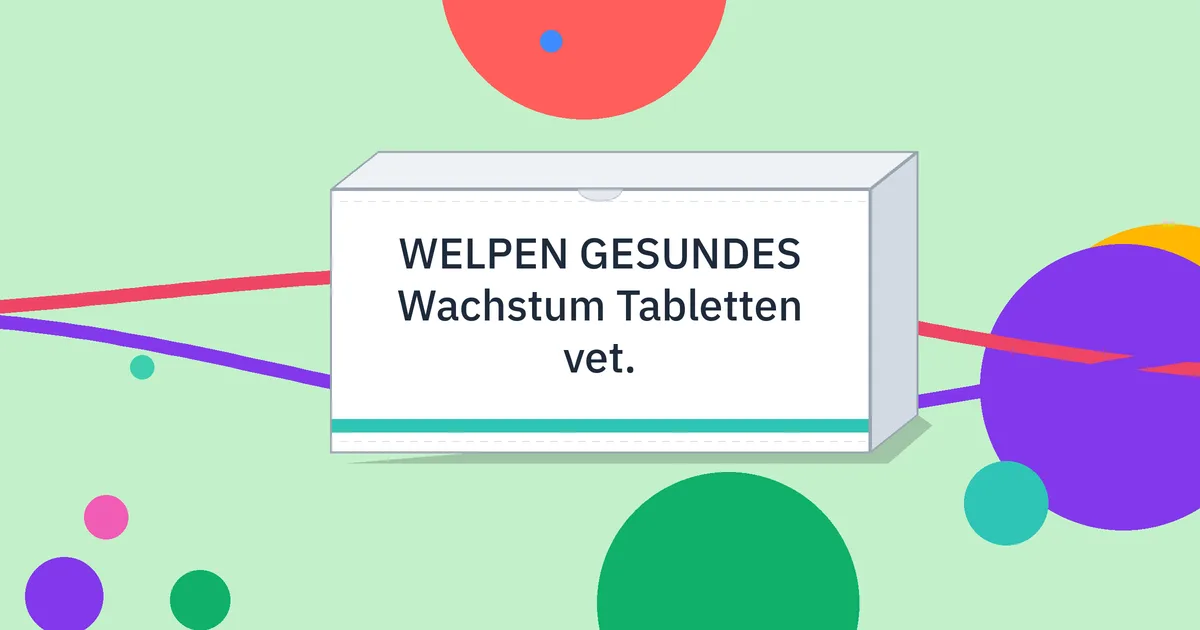 Symbolbild: Packung mit der Aufschrift WELPEN GESUNDES Wachstum Tabletten vet. (PZN 19459712) – Verfügbarkeit und Bezug in Apotheken in Frankfurt am Main