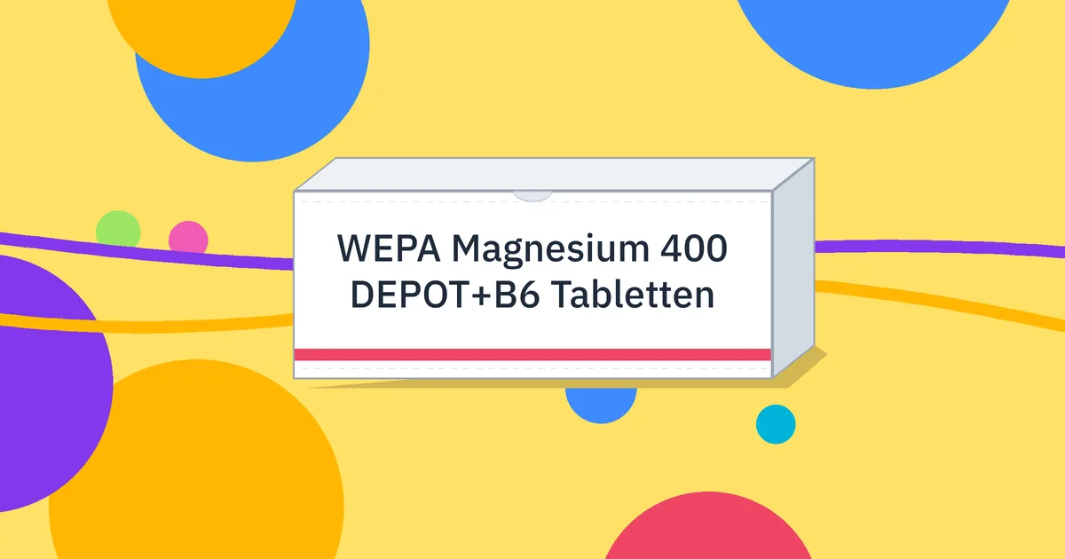 Symbolbild: Packung mit der Aufschrift WEPA Magnesium 400 DEPOT+B6 Tabletten (PZN 17830384) – Verfügbarkeit und Bezug in Apotheken in Frankfurt am Main