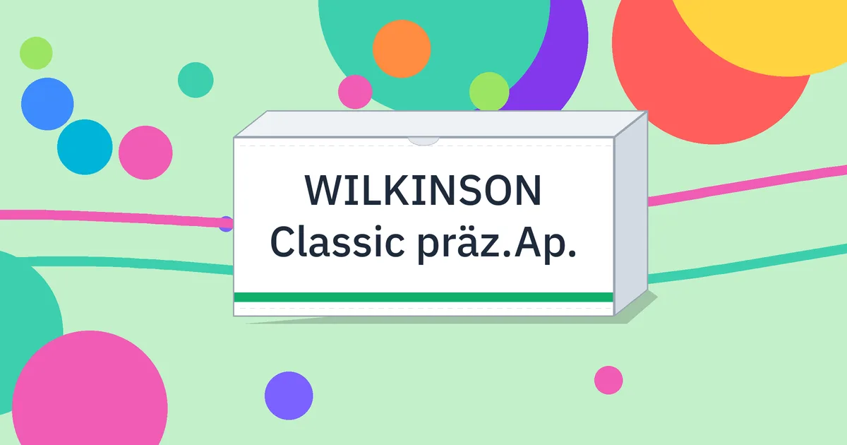 Symbolbild: Packung mit der Aufschrift WILKINSON Classic präz.Ap. (PZN 04515267) – Verfügbarkeit und Bezug in Apotheken in Frankfurt am Main