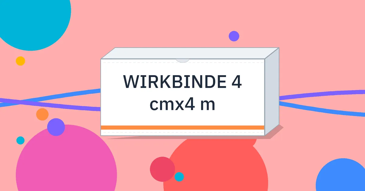 Symbolbild: Packung mit der Aufschrift WIRKBINDE 4 cmx4 m (PZN 20364773) – Verfügbarkeit und Bezug in Apotheken in Frankfurt am Main