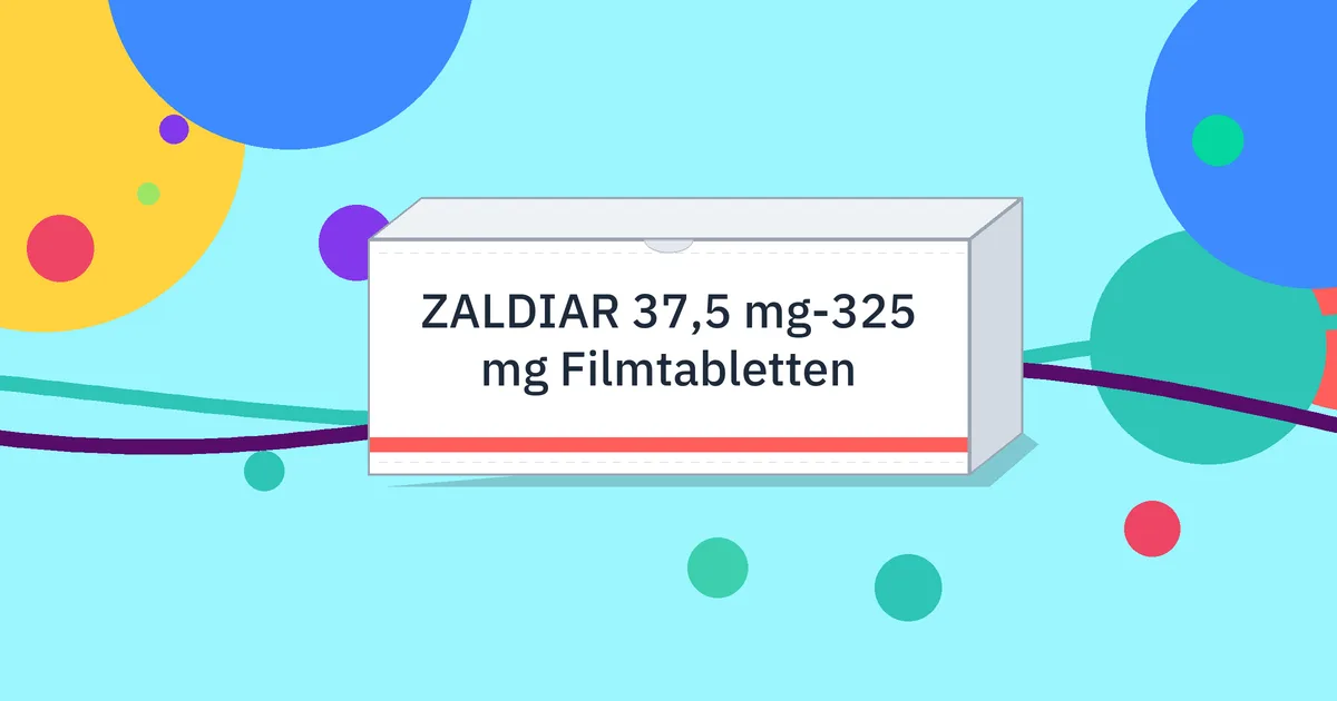 Symbolbild: Packung mit der Aufschrift ZALDIAR 37,5 mg-325 mg Filmtabletten (PZN 00204062) – Verfügbarkeit und Bezug in Apotheken in Frankfurt am Main