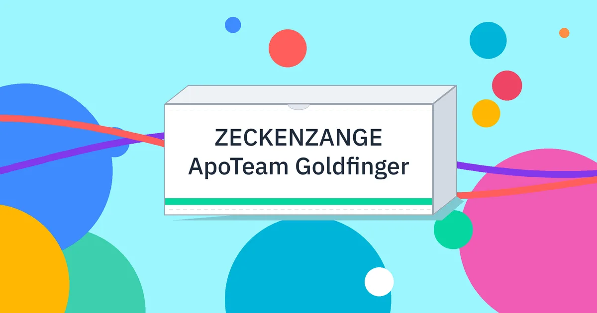 Symbolbild: Packung mit der Aufschrift ZECKENZANGE ApoTeam Goldfinger (PZN 12361996) – Verfügbarkeit und Bezug in Apotheken in Frankfurt am Main