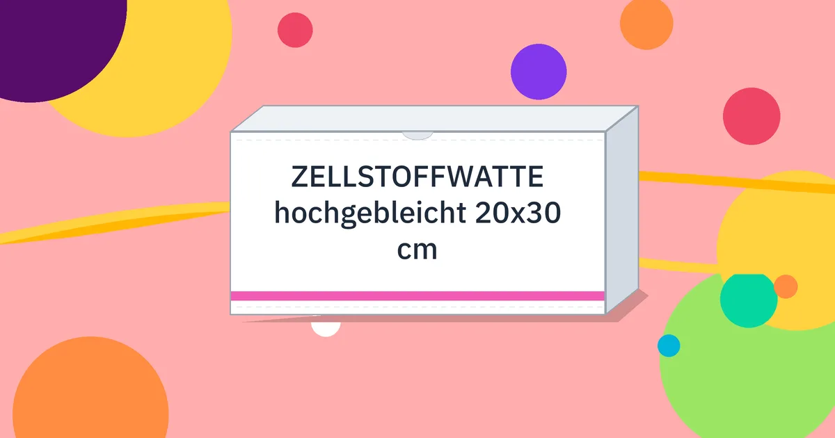 Symbolbild: Packung mit der Aufschrift ZELLSTOFFWATTE hochgebleicht 20x30 cm (PZN 08822753) – Verfügbarkeit und Bezug in Apotheken in Frankfurt am Main