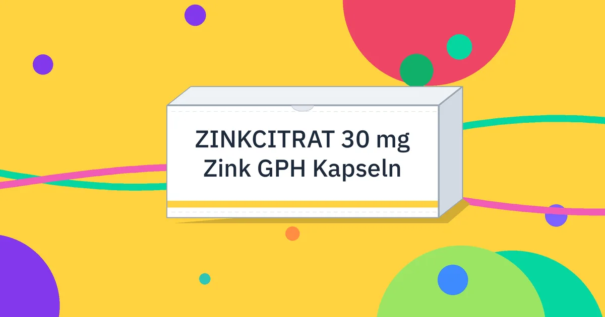 Symbolbild: Packung mit der Aufschrift ZINKCITRAT 30 mg Zink GPH Kapseln (PZN 20283945) – Verfügbarkeit und Bezug in Apotheken in Frankfurt am Main