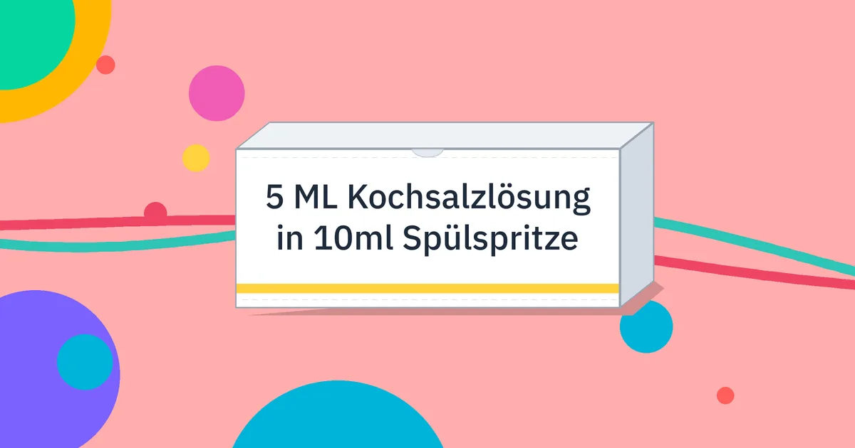 Symbolbild: Packung mit der Aufschrift 5 ML Kochsalzlösung in 10ml Spülspritze (PZN 18841935) – Verfügbarkeit und Bezug in Apotheken in Frankfurt am Main