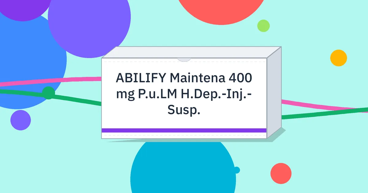 Symbolbild: Packung mit der Aufschrift ABILIFY Maintena 400 mg P.u.LM H.Dep.-Inj.-Susp. (PZN 18772588) – Verfügbarkeit und Bezug in Apotheken in Frankfurt am Main