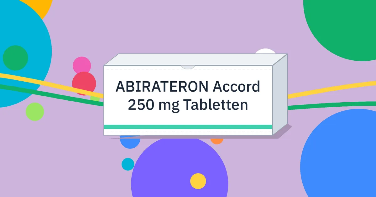 Symbolbild: Packung mit der Aufschrift ABIRATERON Accord 250 mg Tabletten (PZN 19233020) – Verfügbarkeit und Bezug in Apotheken in Frankfurt am Main
