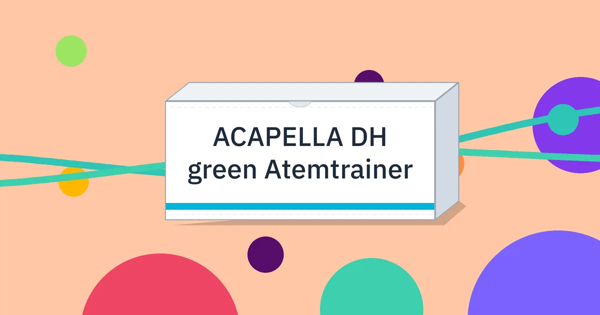 Symbolbild: Packung mit der Aufschrift ACAPELLA DH green Atemtrainer (PZN 00053775) – Verfügbarkeit und Bezug in Apotheken in Frankfurt am Main