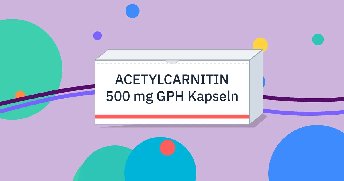 Symbolbild: Packung mit der Aufschrift ACETYLCARNITIN 500 mg GPH Kapseln (PZN 09681208) – Verfügbarkeit und Bezug in Apotheken in Frankfurt am Main