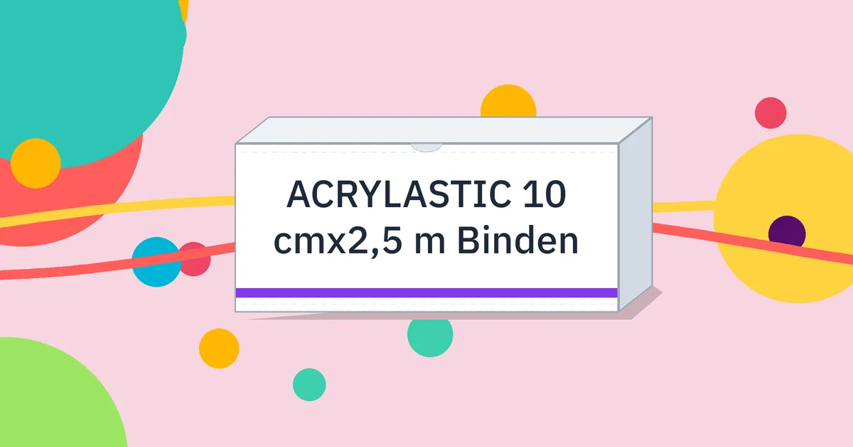 Symbolbild: Packung mit der Aufschrift ACRYLASTIC 10 cmx2,5 m Binden (PZN 00503669) – Verfügbarkeit und Bezug in Apotheken in Frankfurt am Main