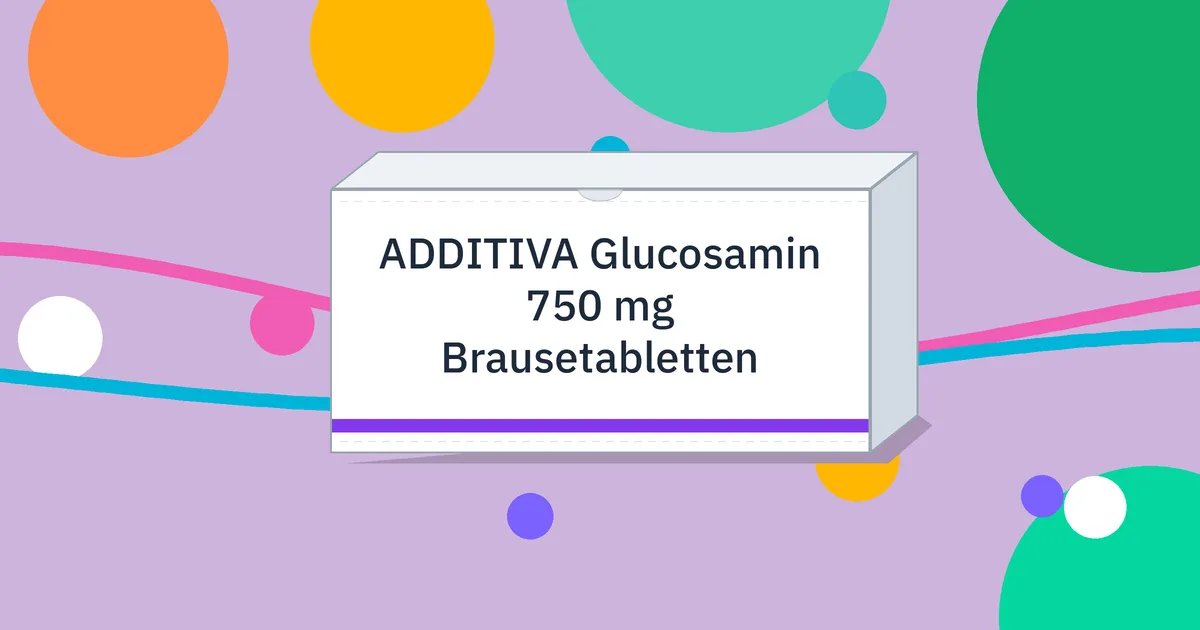 Symbolbild: Packung mit der Aufschrift ADDITIVA Glucosamin 750 mg Brausetabletten (PZN 18194341) – Verfügbarkeit und Bezug in Apotheken in Frankfurt am Main