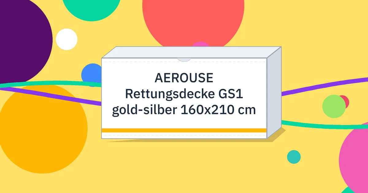 Symbolbild: Packung mit der Aufschrift AEROUSE Rettungsdecke GS1 gold-silber 160x210 cm (PZN 10947775) – Verfügbarkeit und Bezug in Apotheken in Frankfurt am Main
