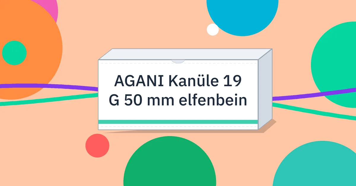 Symbolbild: Packung mit der Aufschrift AGANI Kanüle 19 G 50 mm elfenbein (PZN 20130414) – Verfügbarkeit und Bezug in Apotheken in Frankfurt am Main