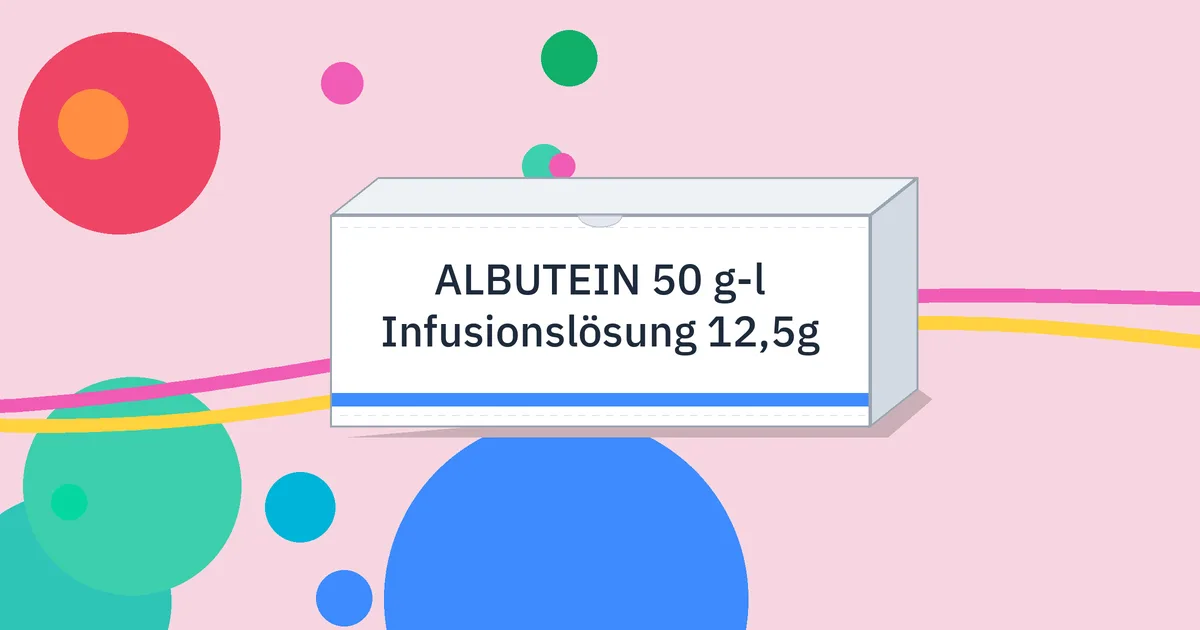 Symbolbild: Packung mit der Aufschrift ALBUTEIN 50 g-l Infusionslösung 12,5g (PZN 17910315) – Verfügbarkeit und Bezug in Apotheken in Frankfurt am Main