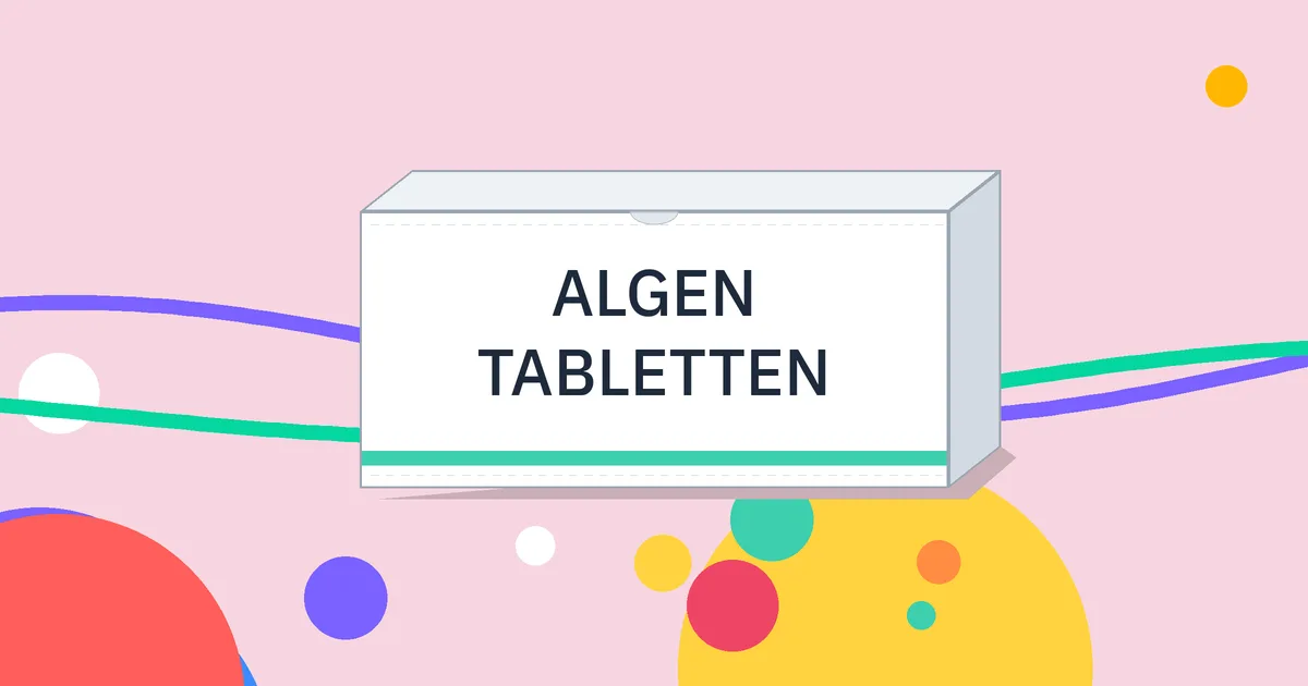 Symbolbild: Packung mit der Aufschrift ALGEN TABLETTEN (PZN 19846308) – Verfügbarkeit und Bezug in Apotheken in Frankfurt am Main