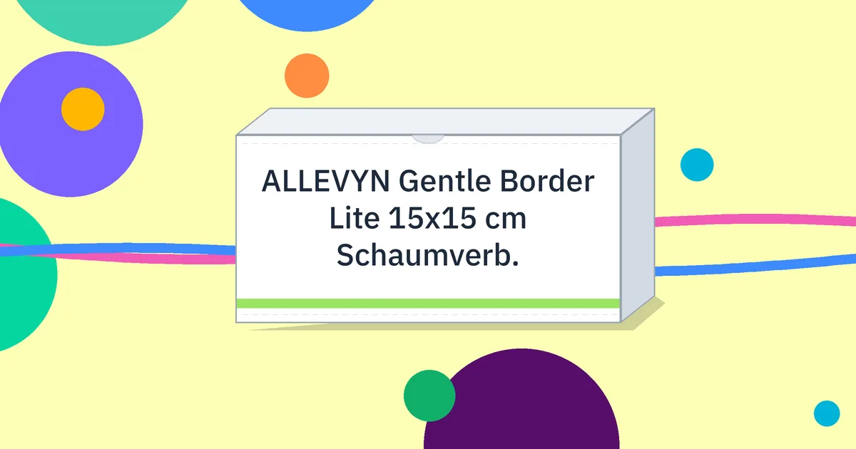 Symbolbild: Packung mit der Aufschrift ALLEVYN Gentle Border Lite 15x15 cm Schaumverb. (PZN 09431204) – Verfügbarkeit und Bezug in Apotheken in Frankfurt am Main
