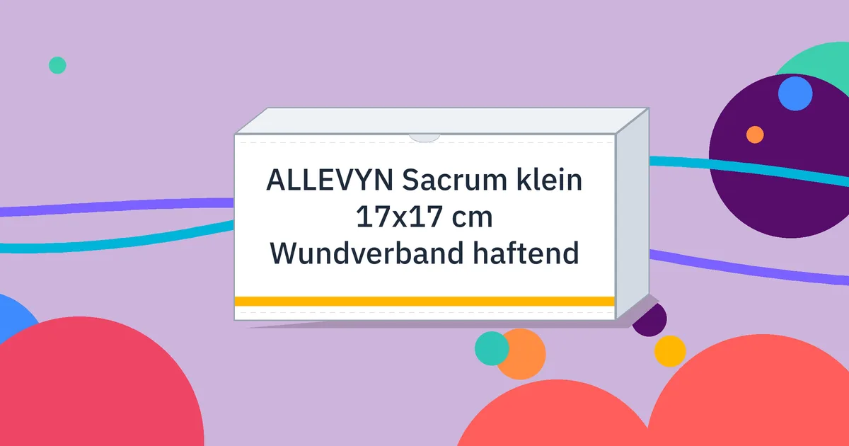 Symbolbild: Packung mit der Aufschrift ALLEVYN Sacrum klein 17x17 cm Wundverband haftend (PZN 17450919) – Verfügbarkeit und Bezug in Apotheken in Frankfurt am Main