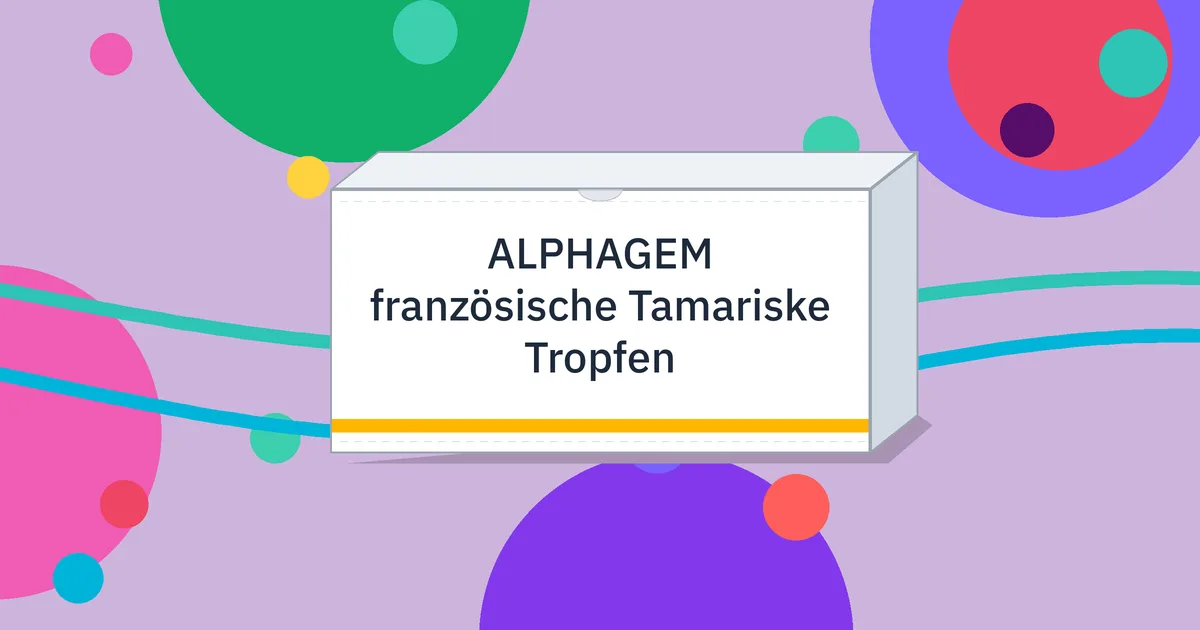 Symbolbild: Packung mit der Aufschrift ALPHAGEM französische Tamariske Tropfen (PZN 20298214) – Verfügbarkeit und Bezug in Apotheken in Frankfurt am Main