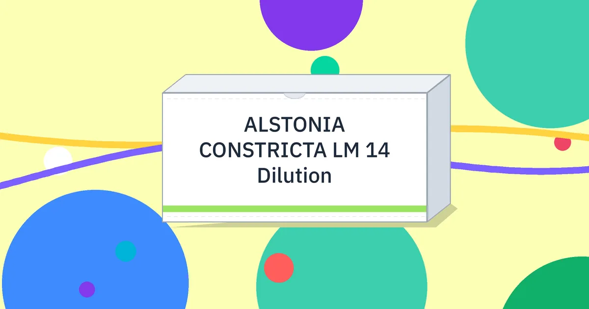 Symbolbild: Packung mit der Aufschrift ALSTONIA CONSTRICTA LM 14 Dilution (PZN 13314349) – Verfügbarkeit und Bezug in Apotheken in Frankfurt am Main