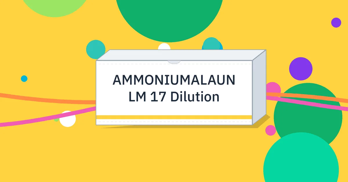 Symbolbild: Packung mit der Aufschrift AMMONIUMALAUN LM 17 Dilution (PZN 13324690) – Verfügbarkeit und Bezug in Apotheken in Frankfurt am Main